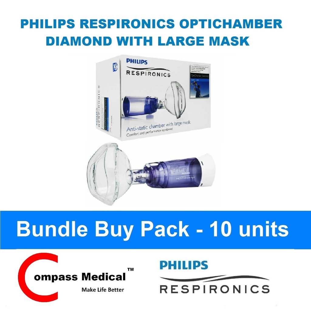 (Bundle Buy Pack-10 units) Philips Respironics OptiChamber Diamond With ...