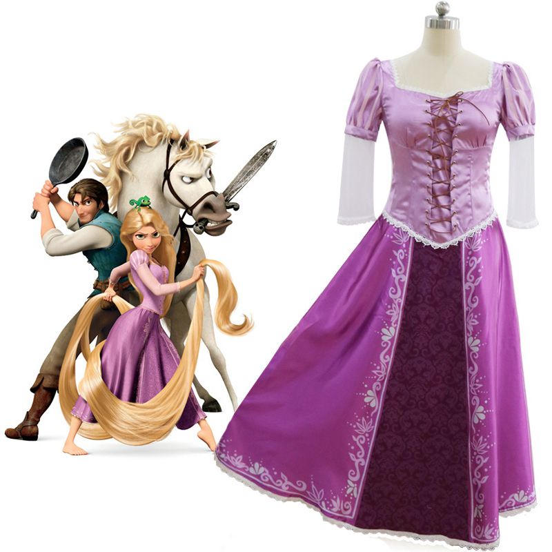 Adult Kid Fairytale Princess Tangled Rapunzel Dress Halloween Fancy ...