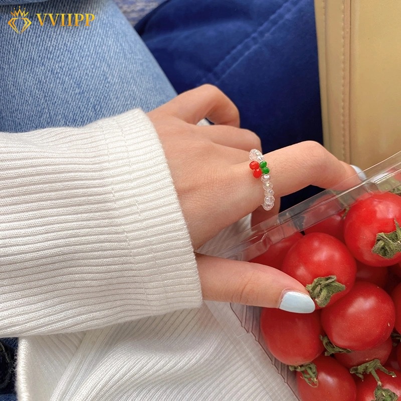 Korean Cherry Beads Rings Fashion Adjust Finger Ring Women Jewelry ...