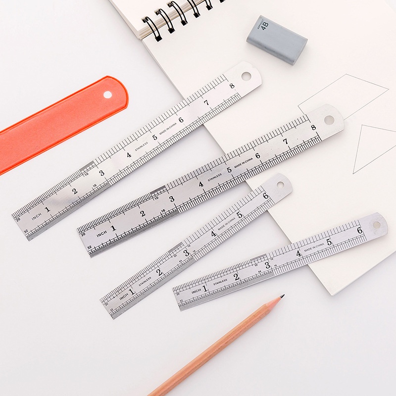 Y&X 15cm Stainless Steel Ruler 0.35mm Metal Ruler With Hole School ...