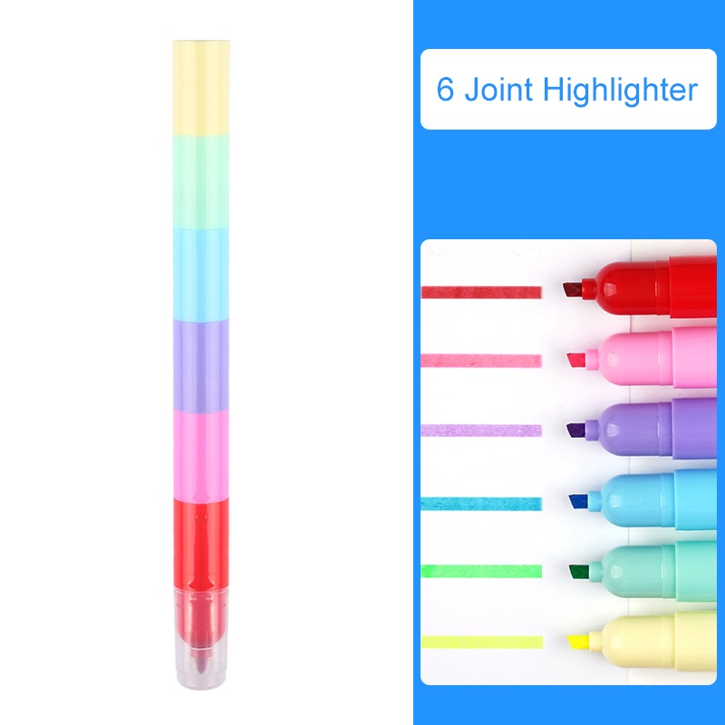 Rainbow Color Highlighter Student Creative Stackable Oblique Head Maker ...