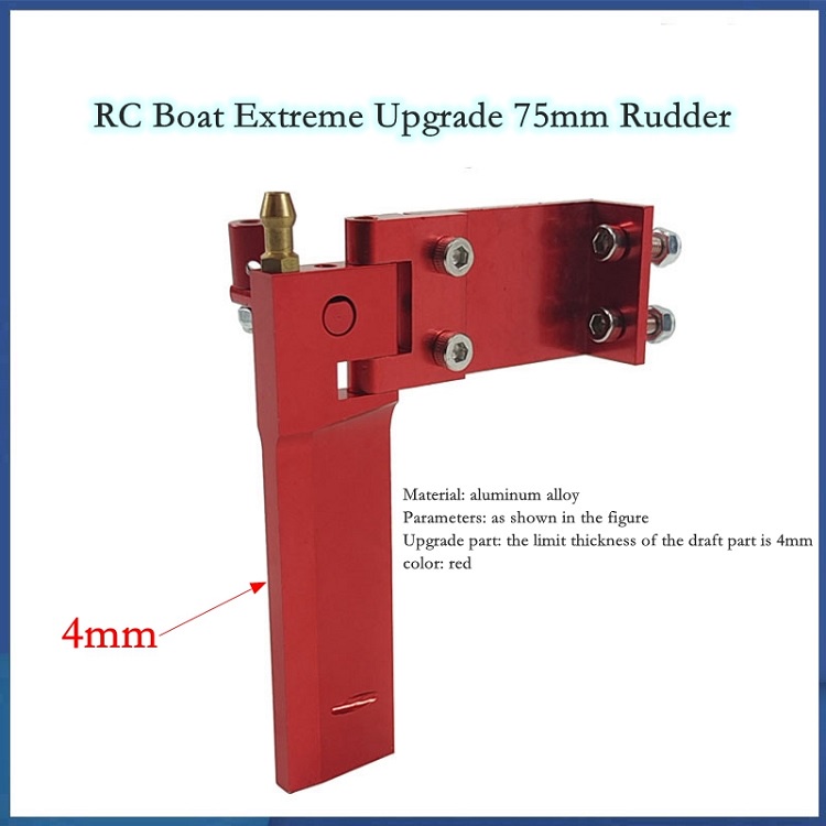 RC Boat Rudder 75mm Aluminum Alloy Red Low Resistance Water Absorbing ...