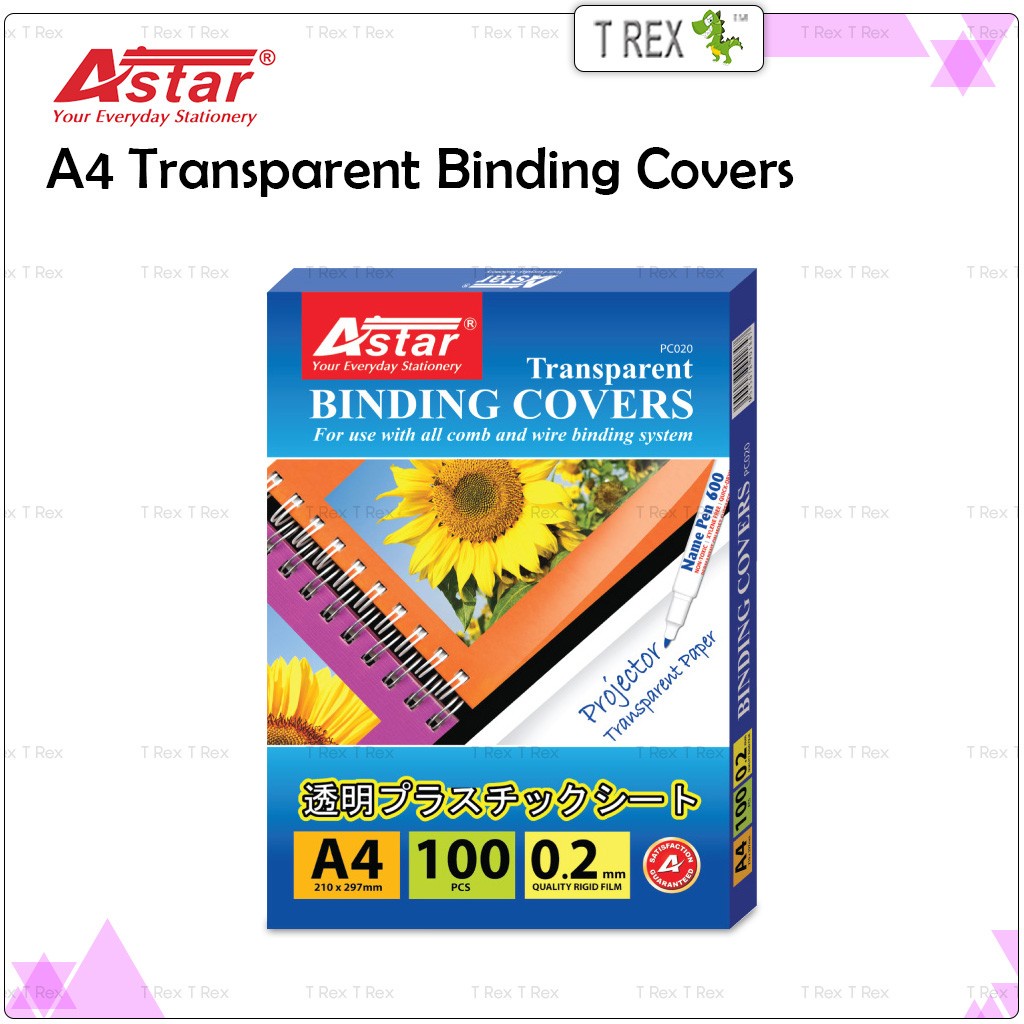 Astar A4 Transparent Binding Covers 100pcs/ Rigid Film 0.2mm / PVC ...