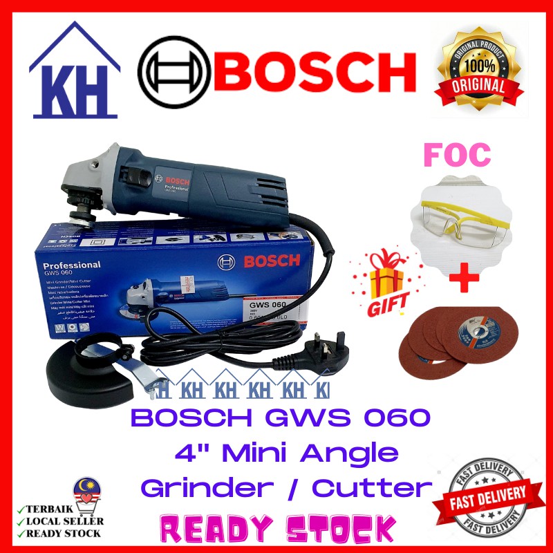 Original BOSCH GWS 060 4" Mini Angle Grinder / Mini Cutter / Mesin ...