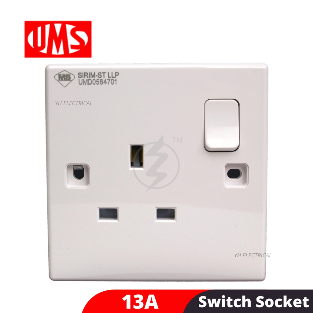 UMS 13A 250V 1G SWITCHED SOCKET OUTLET (POLYCARBONATE) - SIRIM APPROVE ...