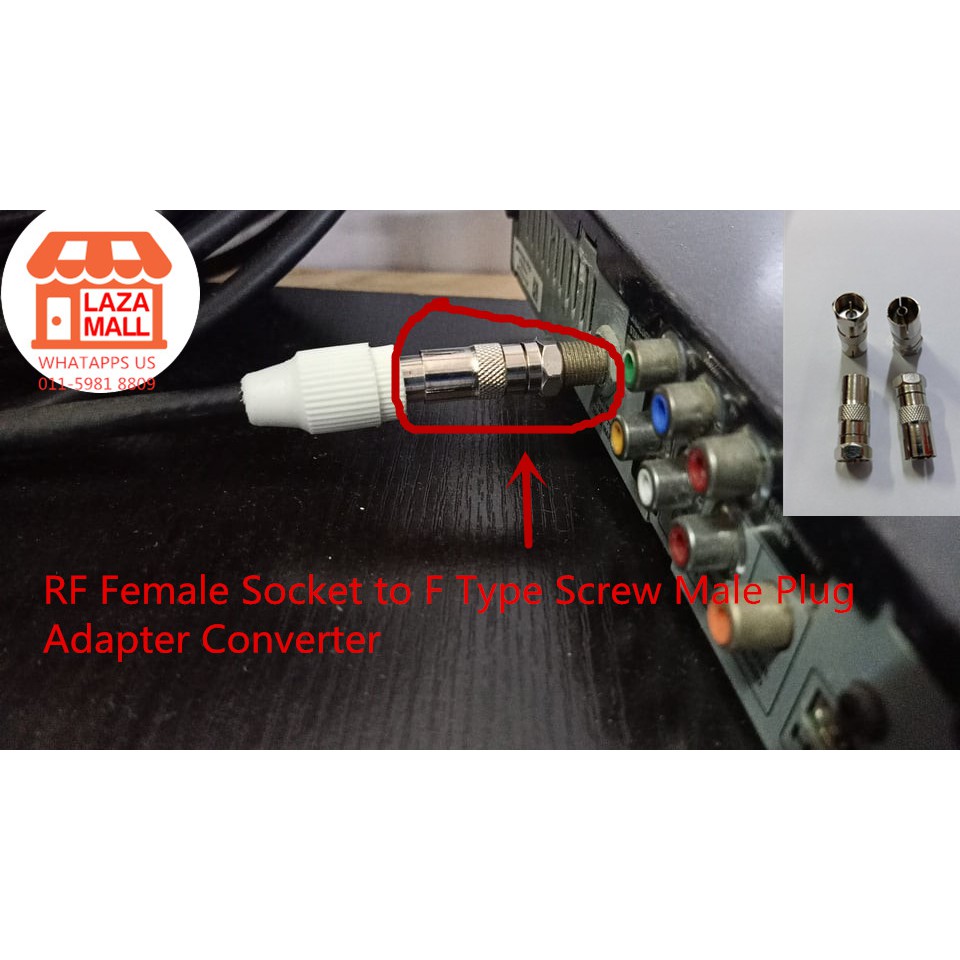 TV RF Female Socket to F Type Screw Male Plug Adapter Converter Coax TV ...