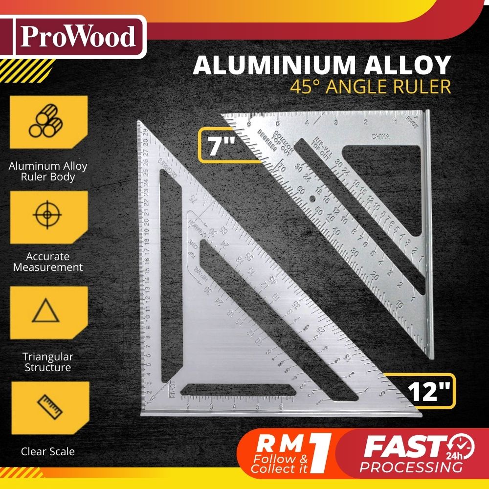 7Inch / 12Inch Triangle Ruler Silver Aluminum Alloy Tool Woodworking ...