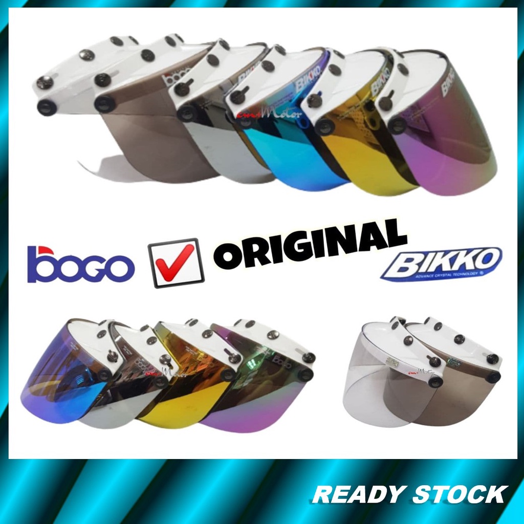(VISOR ONLY) BOGO 5-Button White Cap Helmet Visor BIKKO (For MAGNUM M9 ...
