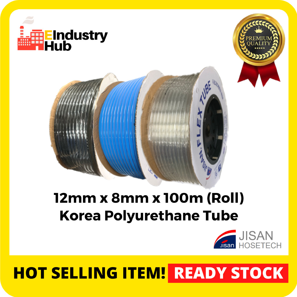 KOREA JISAN PU Hose Pipe Pneumatic Polyurethane Tube PU Tube PU Tubing Air Hose 12mm x 8mm x ...