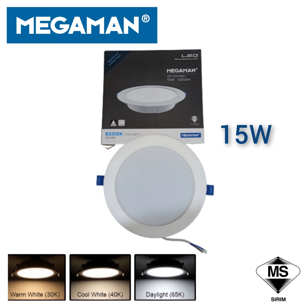 MEGAMAN LED LAMPU CEILiNG DOWNLIGHT 5" 12W / 6" 15W / 8" 24W, BULAT & PETAK (segi empat)(SIRIM ...