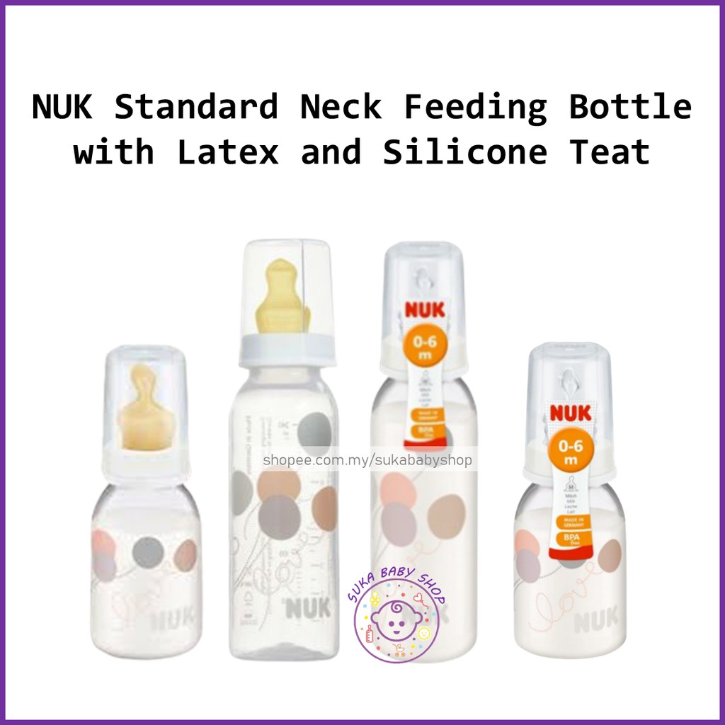 NUK Classic Standard Neck Bottle 110ml & 240ml with Silicone & Latex ...
