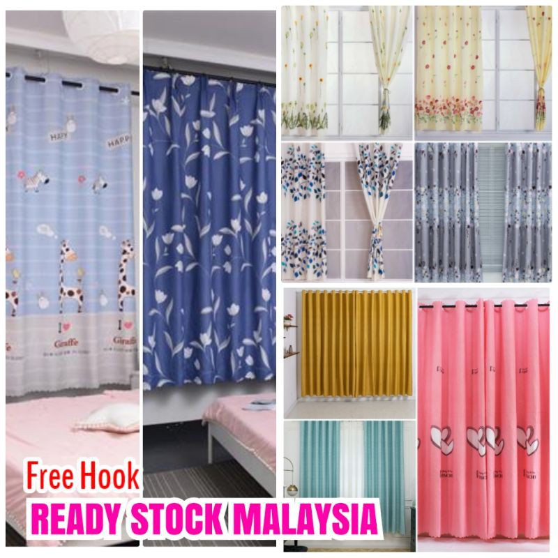 READY STOCK Langsir Tirai Murah Siap Jahit Boleh Guna Hook/Rod/Dawai ...