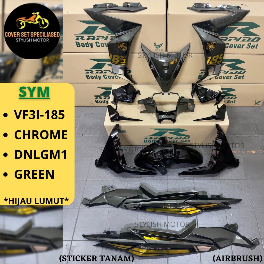 (STICKER TANAM/AIRBRUSH) RAPIDO COVER SET GREECE SYM VF3 ABS LE V1 V2 ...