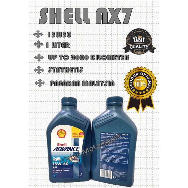 Shell Advance 4T AX7 ( 15W-50 ) / 1L / Synthetis Oil / 100% Original / Minyak Hitam Motorcycle ...