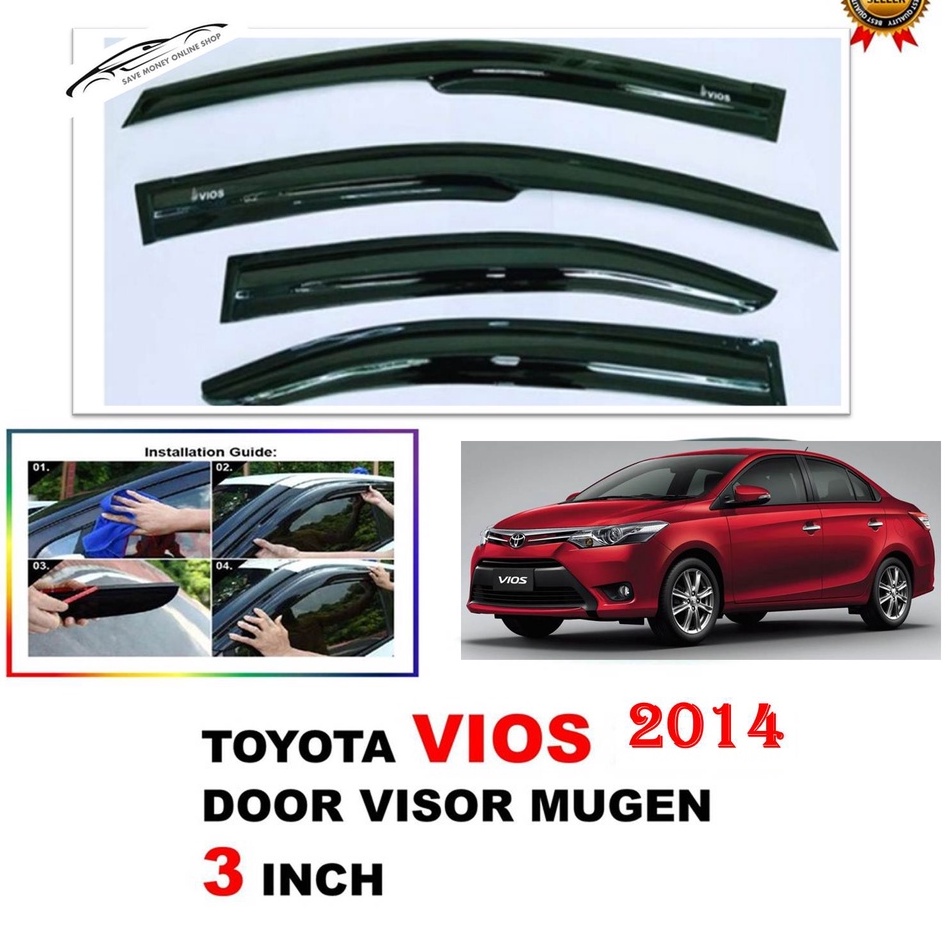 TOYOTA VIOS 2014 DOOR VISOR MUGEN 3 INCH | Shopee Malaysia