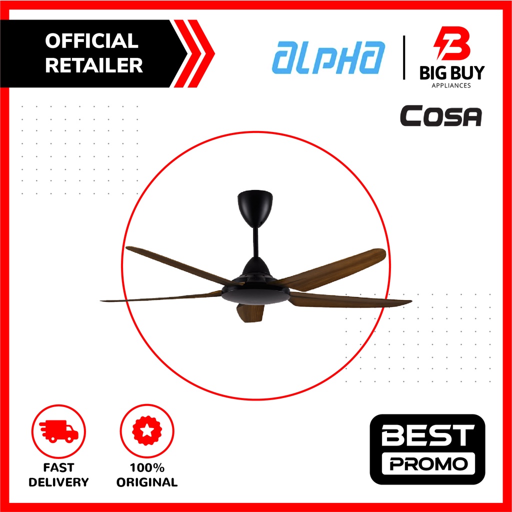 Alpha Cosa Xpress 54" 5 Blades 4 Speeds Ceiling Fan Remote Control ...