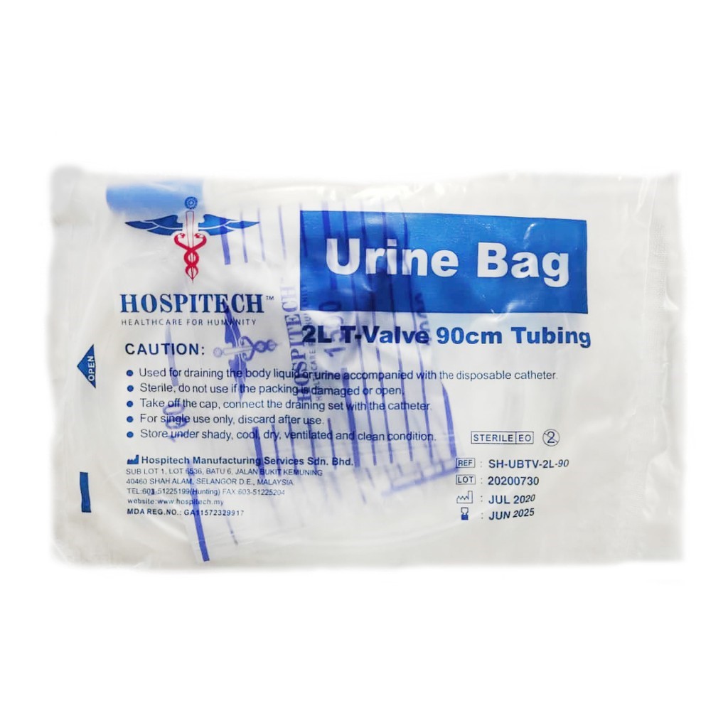 Hospitech Urine Bag 2000 ml T-Valve 90cm Tubing (1 pcs) | Shopee Malaysia