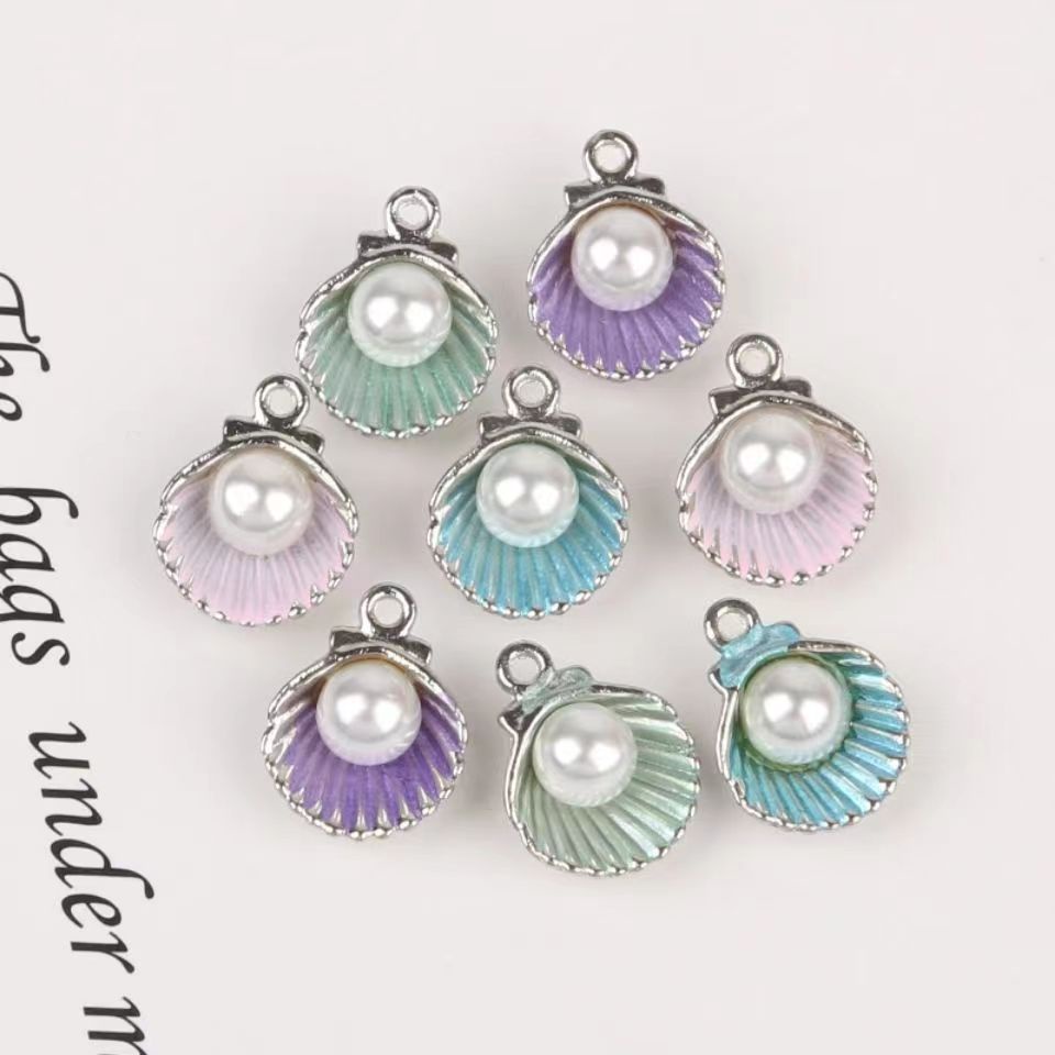 手工 diy / 1PCS Shell Pearl）Pearl Shell Cute Alloy Pendant Accessories ...