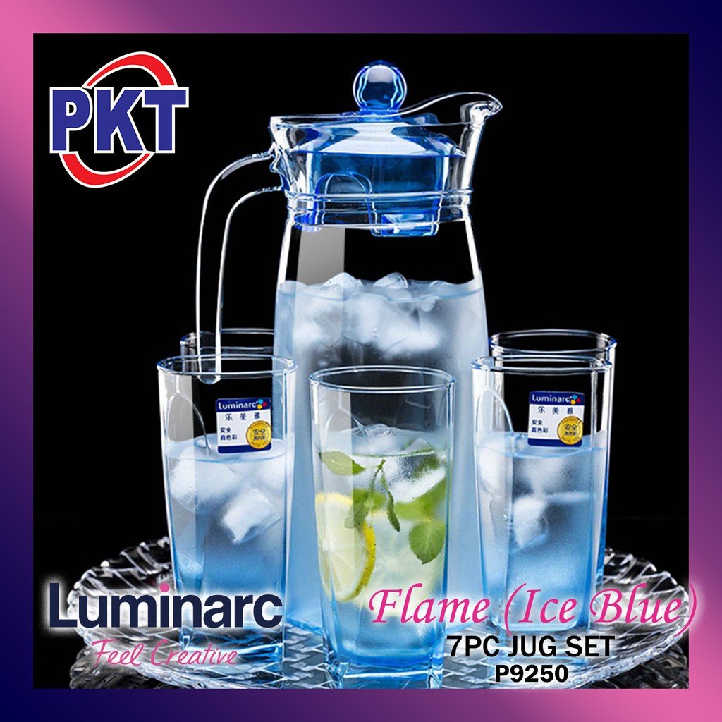 Luminarc 5pc Jug Set Flame Ice Blue [L5533] // jag pitcher glasses ...
