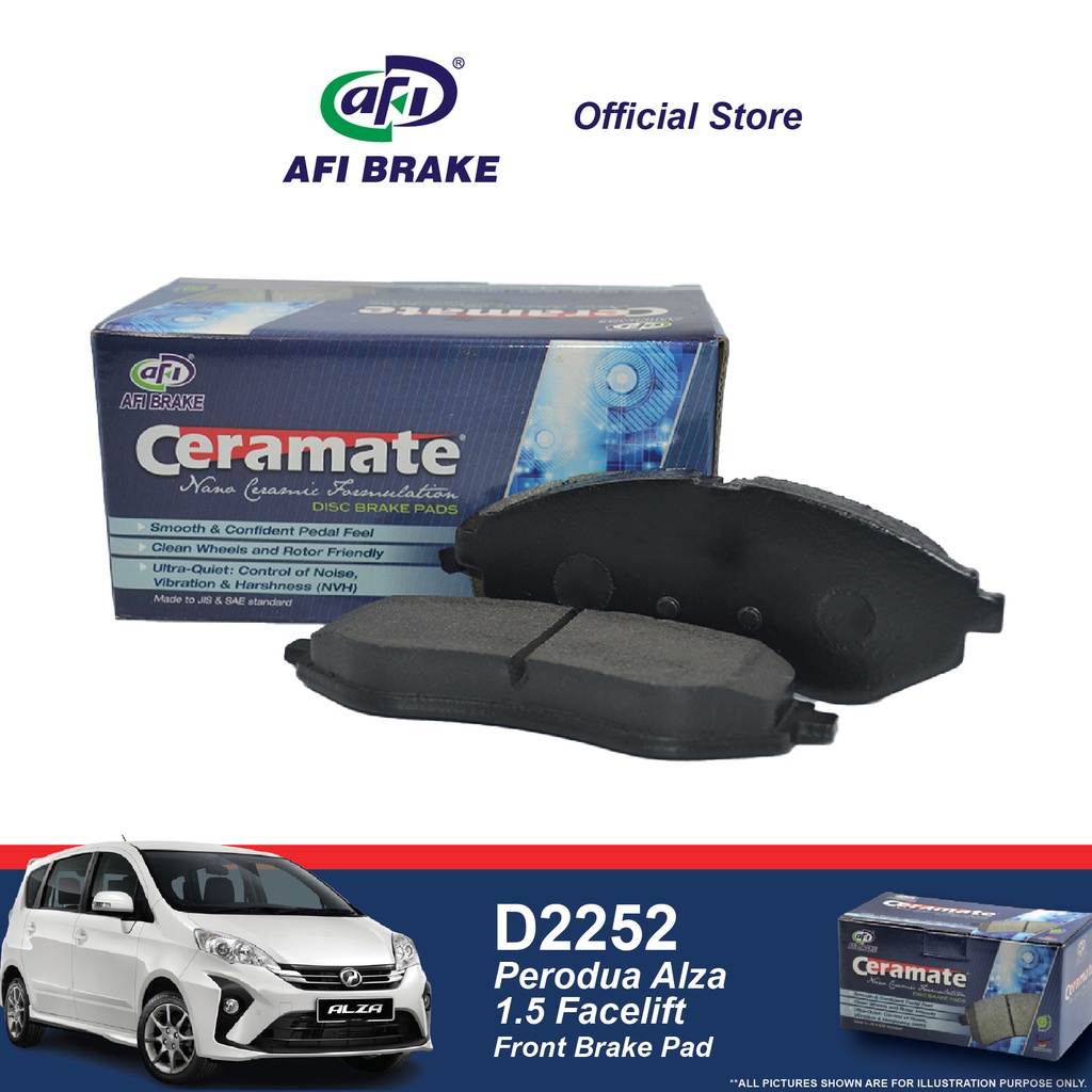 Ceramate Front Brake Pad - Perodua Alza 1.5 Facelift - D2252 (1set ...