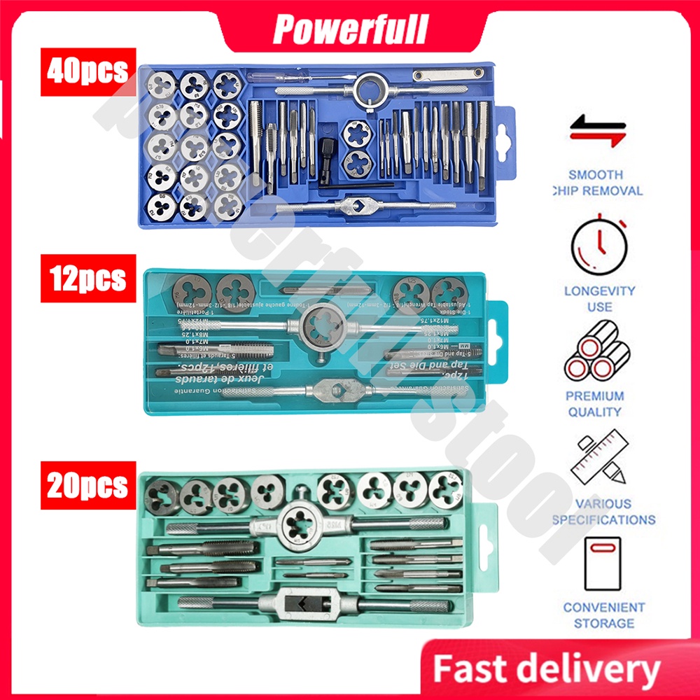 40pcs/set Thread Hand Tap Wrench And Die Pro Set M3-M12 Metal Nut Bolt ...