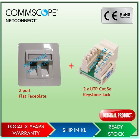 Commscope AMP Genuine 2 port angle type faceplate with shutter ...