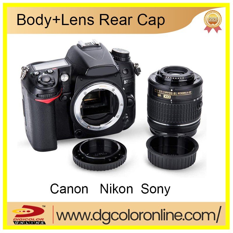 Camera Body Cap and Lens Rear Cap Cover set for Canon, Nikon and Sony ...