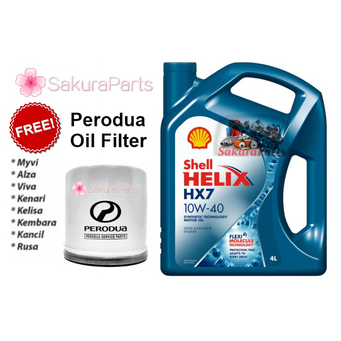 Shell HELIX HX7 10w40 Semi Synthetic Engine Oil 4L + Free Perodua Oil ...