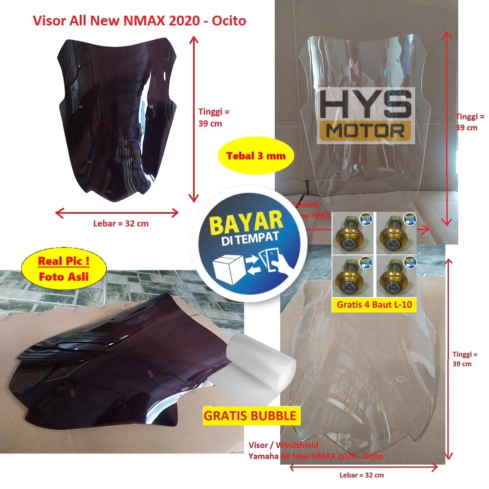 [Free Bolts] Visor Windshield Yamaha N Max NMAX New 2020 2021 2022 ...