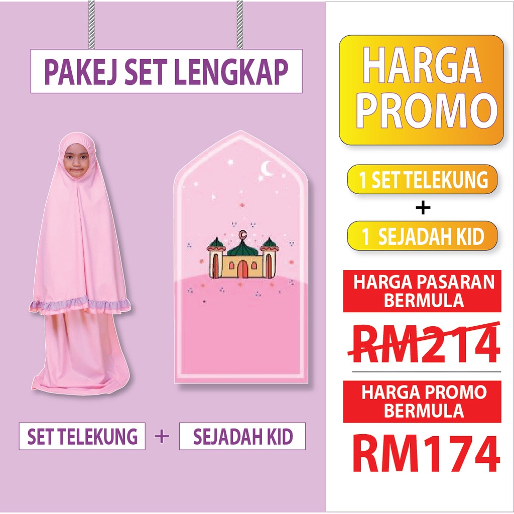 Set Lengkap Anak Perempuan Solat (Telekung Kanak-Kanak dan Sejadah ...