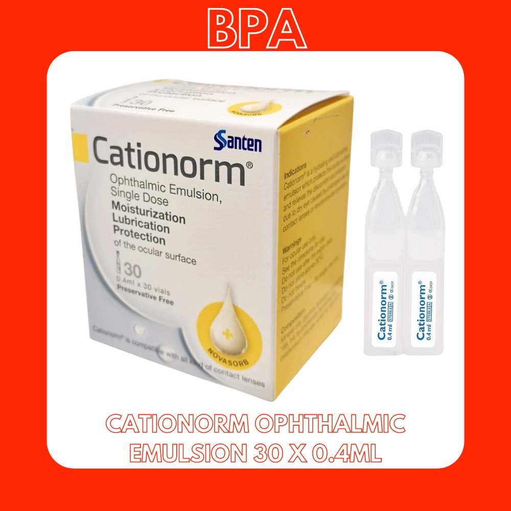 Cationorm Ophthalmic Emulsion, Single Dose 0.4ml x 30vials [Exp: 04/ ...