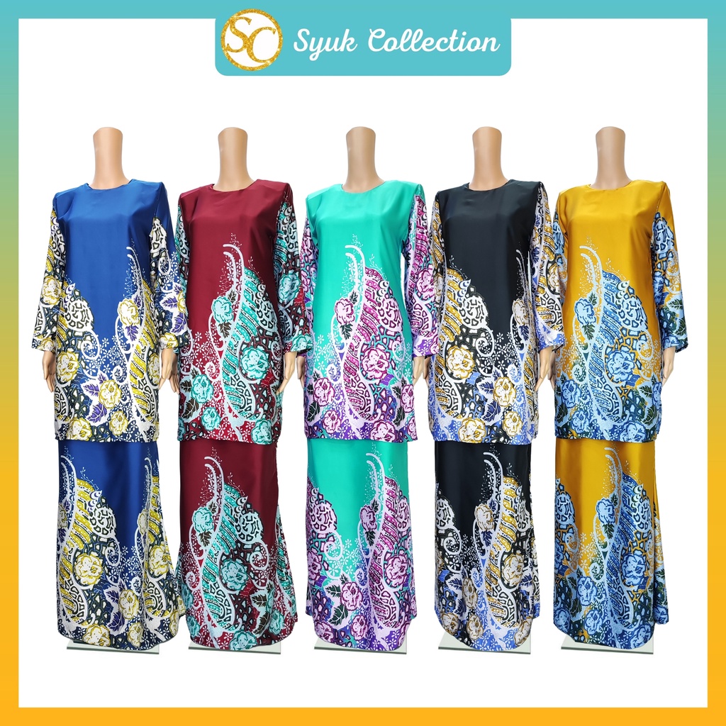 Baju Kurung Moden Batik Exclusive Kain Duyung KMD17 Material Royal Silk | Shopee Malaysia