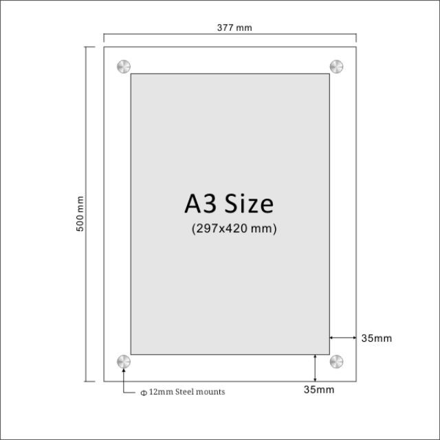 A3 Acrylic poster frame set with 4 stainless steel nut 亚克力海报架套装 ...