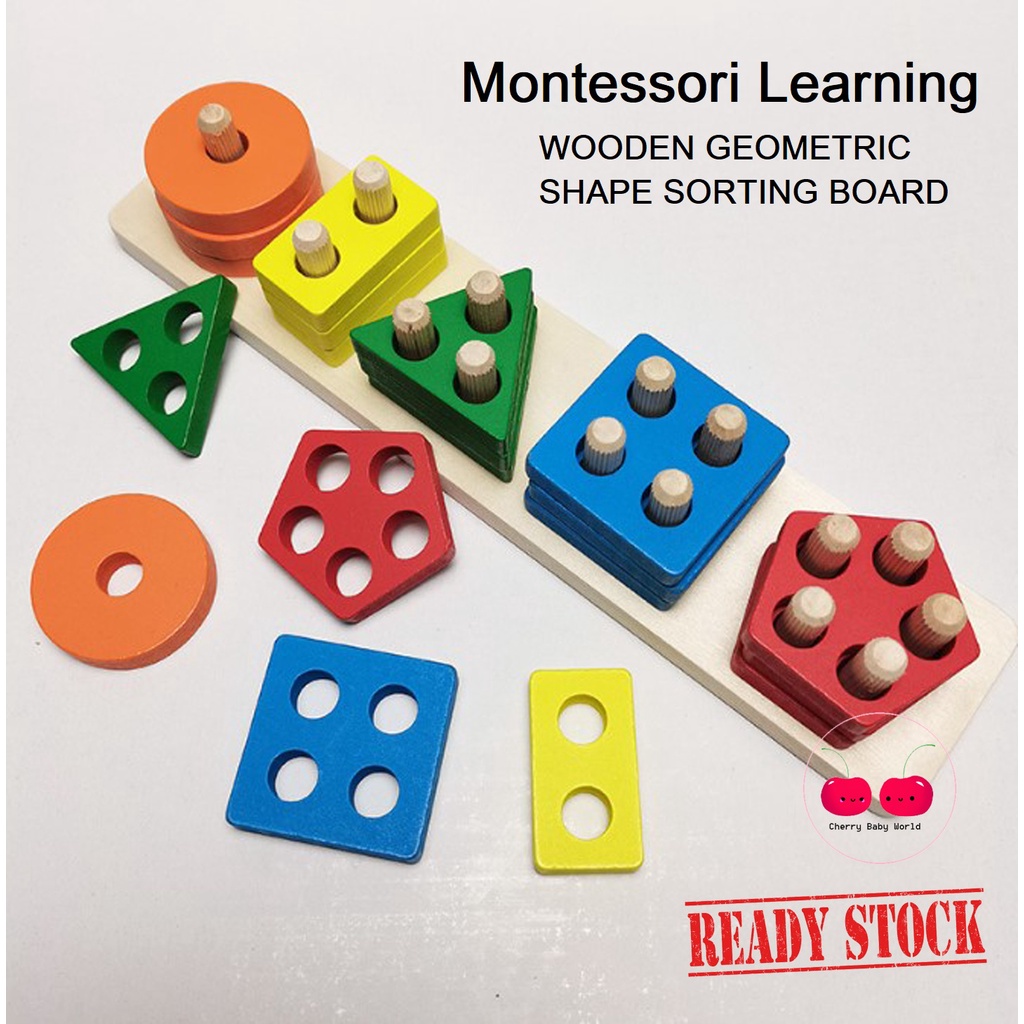 Montessori Learning Toy Wooden Geometry Sorting Board Shape Sorting ...