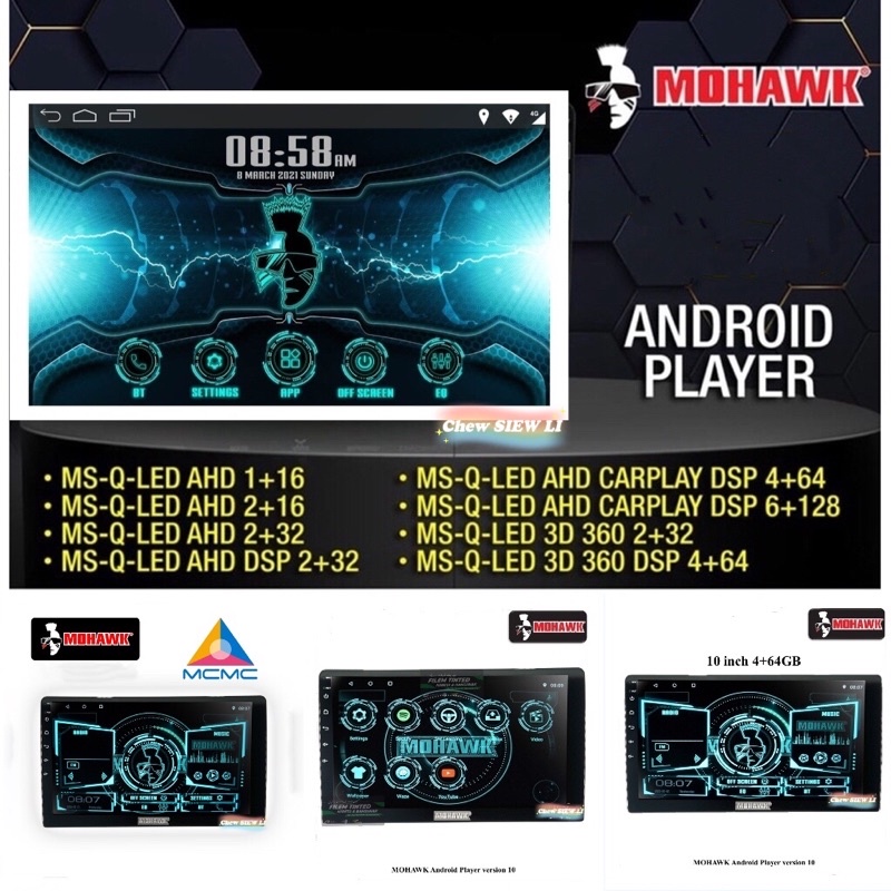 Mohawk Car Android Player QLED 1+16 2+32 4+64GB Plug n Play Perodua ...