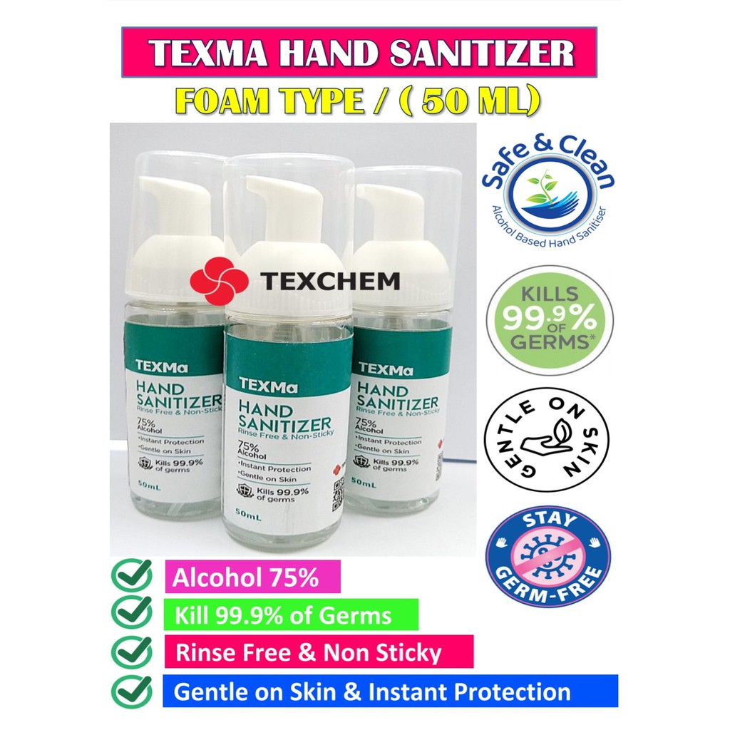 TEXMa Hand Sanitizer/ Foam Type/ 50ml/ 75% Alcohol | Shopee Malaysia