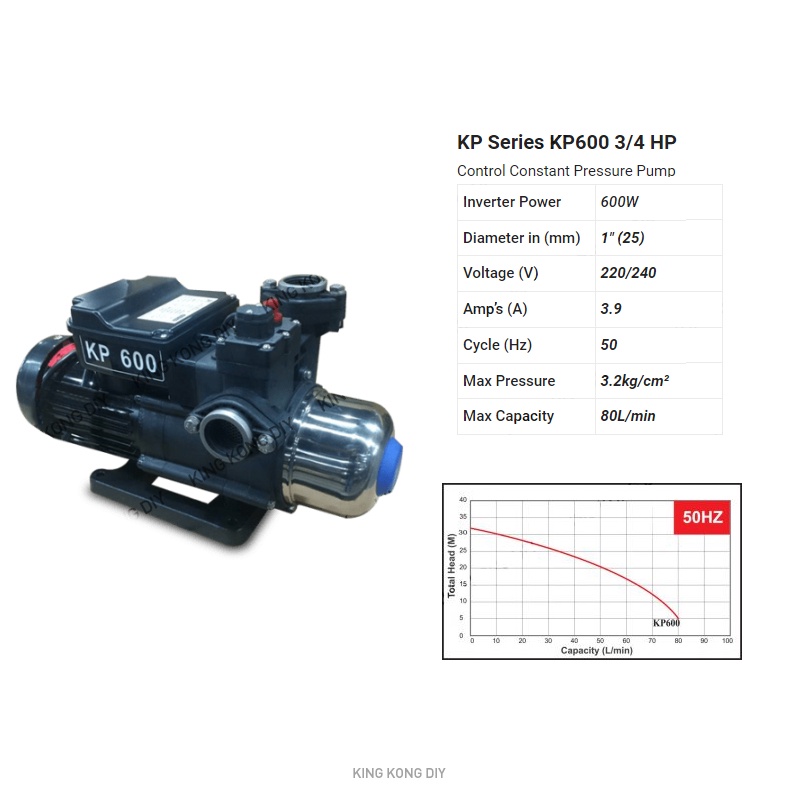 KING PUMP KP400 / KP600 / KP800 Control Constant Pressure Pumps KP Series Tangki Pam Air water ...