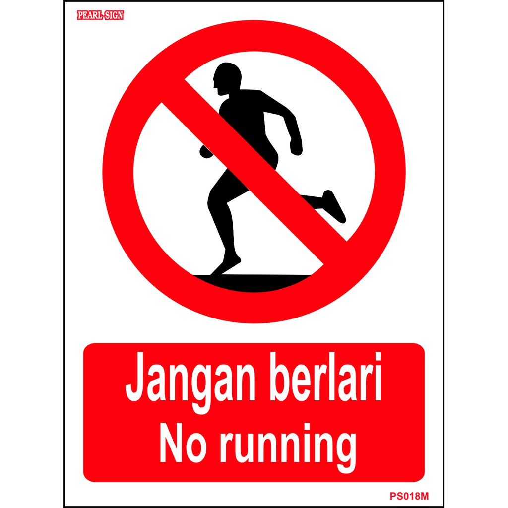 PROHIBITION SAFETY SIGN "NO RUNNING" STICKER (300X400MM) 2PCS/PKT ...