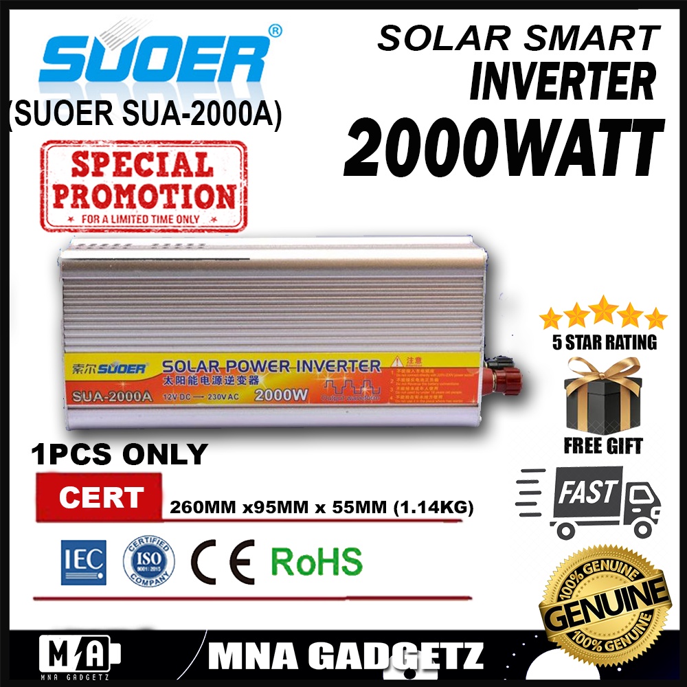 SUOER SUA 2000A Solar Power Inverter 2000W WATT 12V 220V Modified Sine ...