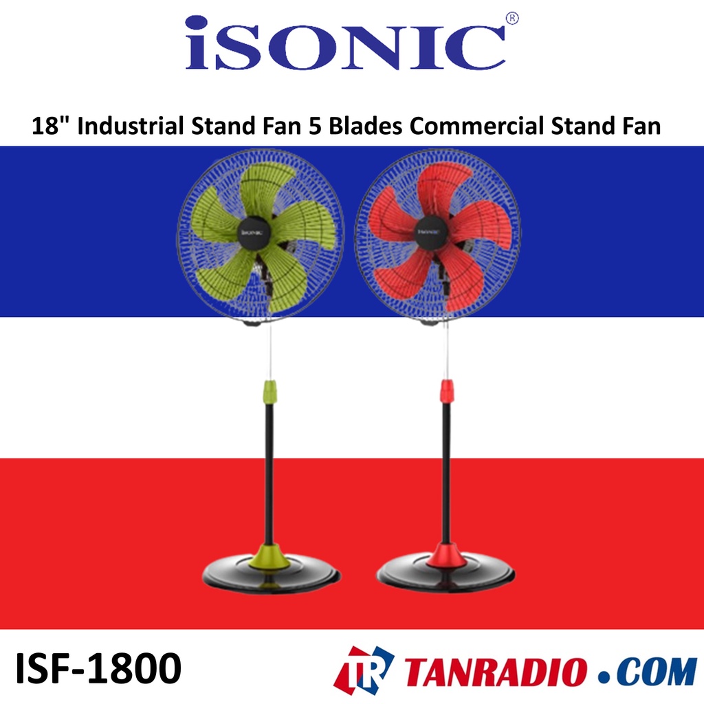 iSONIC 18" Industrial Stand Fan 5 Blades Commercial Stand Fan ISF-1800 ...