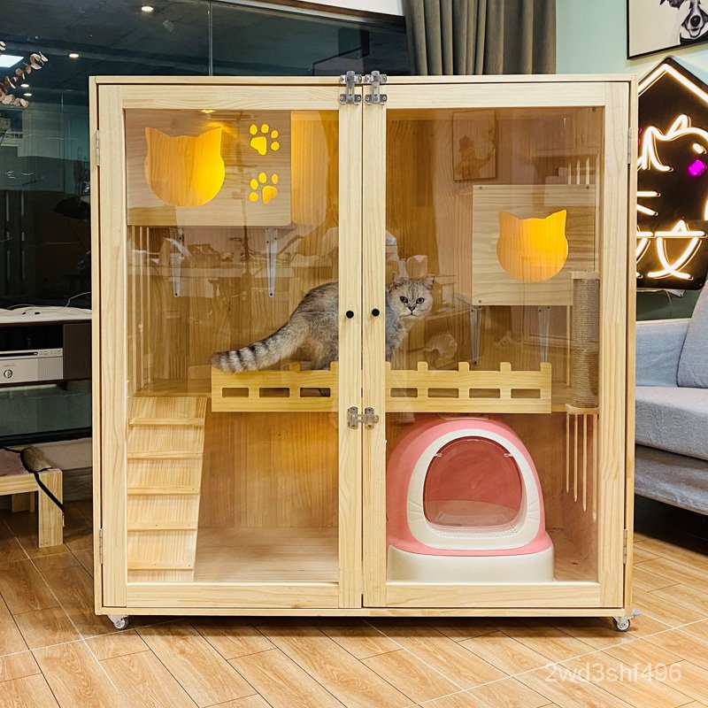 Cat Cage ♡cat Villa Solid Wood Cat Cage Cattery Cat Display Cabinet Cat