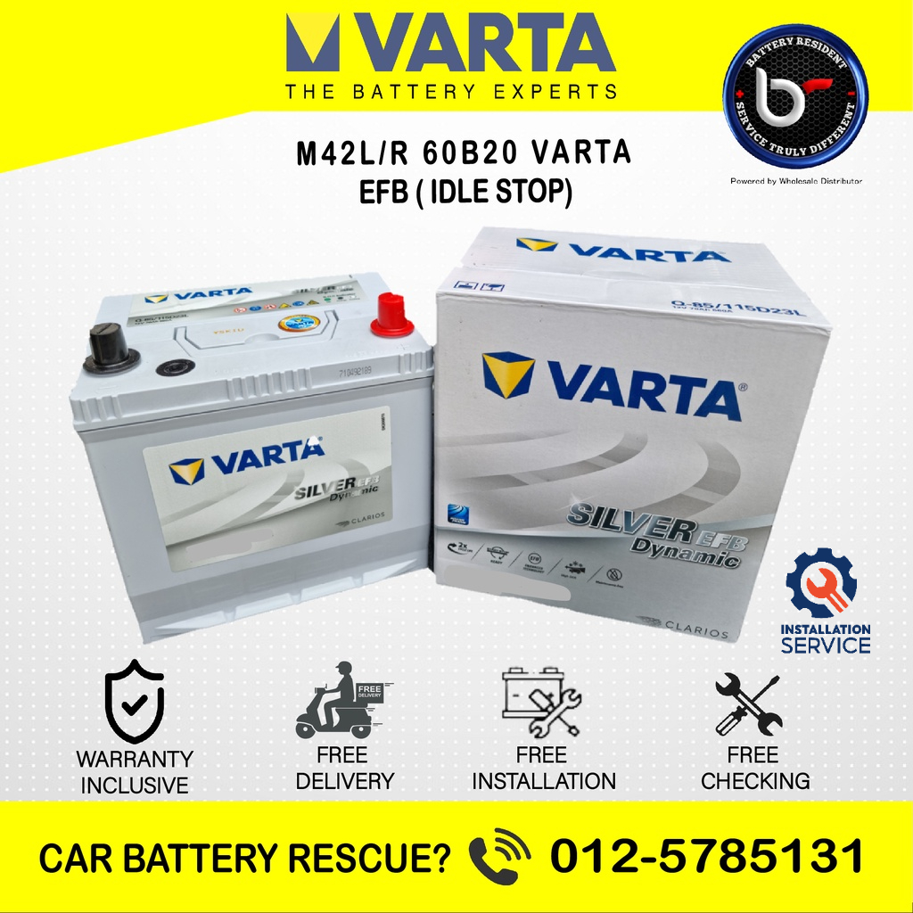 [ Installation Provided ] M42L / M42R | 60B20L/R Varta Silver EFB Dynamic | Start & Stop Engine ...