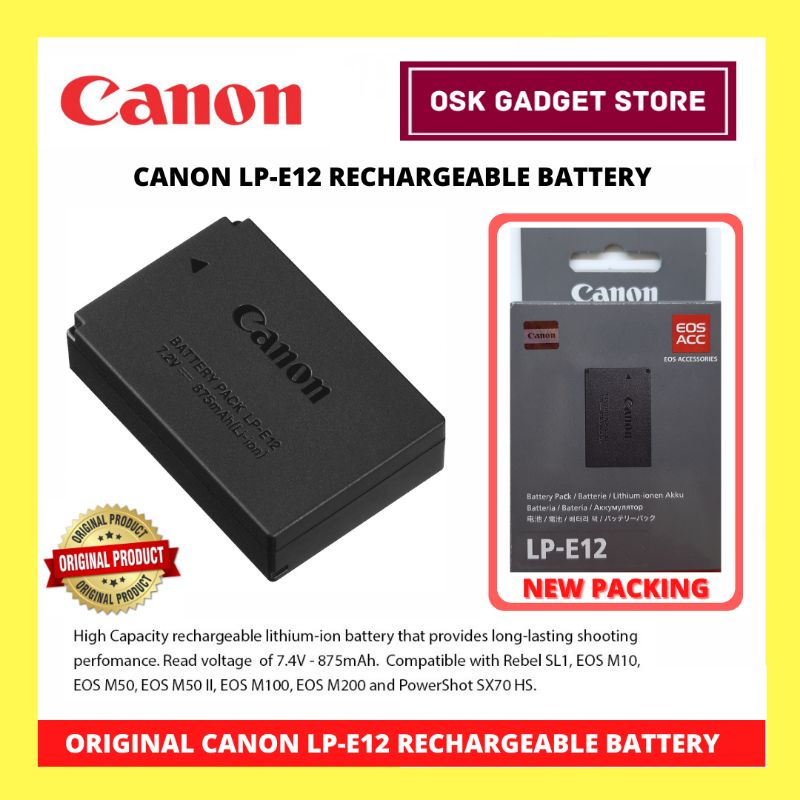 Canon LP-E12 Lithium-Ion Rechargeable Battery | Original Canon Genuine ...