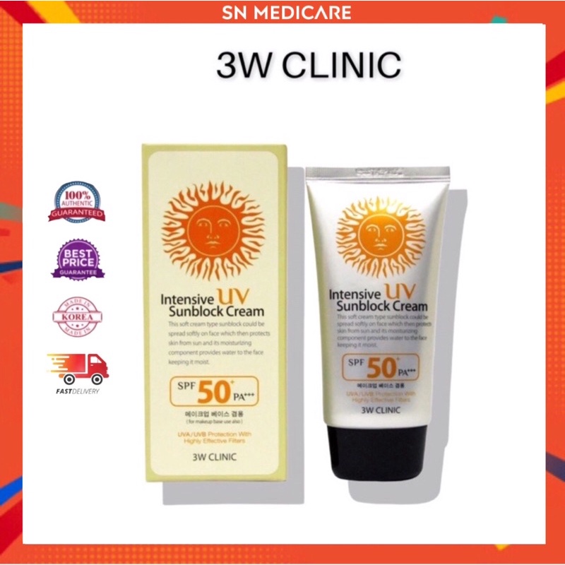 Original 3W Clinic Intensive Sunblock Cream | Shopee Malaysia