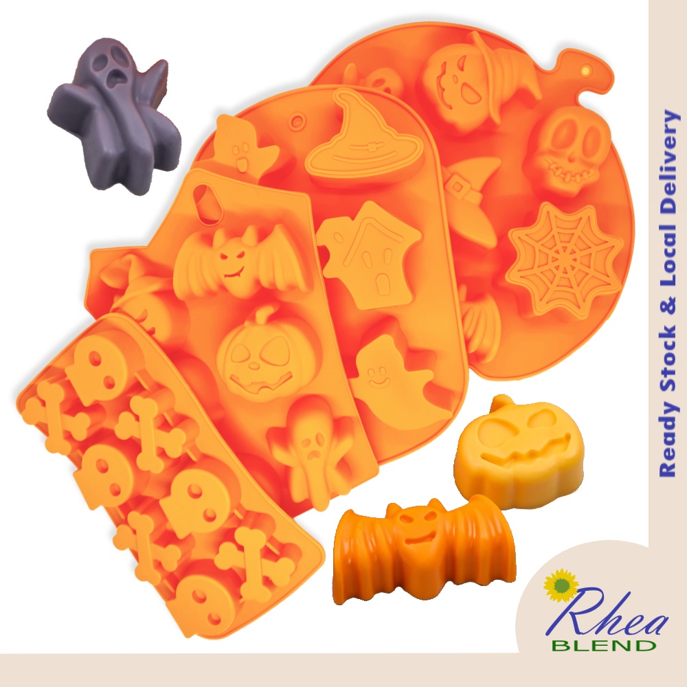 Halloween Silicone Mould 6/7/8 Cavity Ghost Pumpkin Skull Bat Mold ...