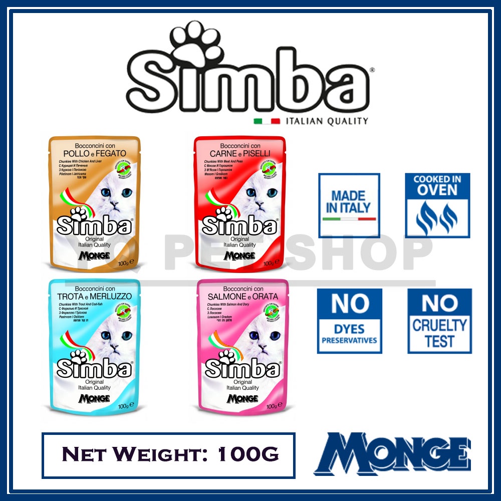 Simba Monge Cat Pouch / Cat Wet Food / Makanan Kucing Basah - 100g ...