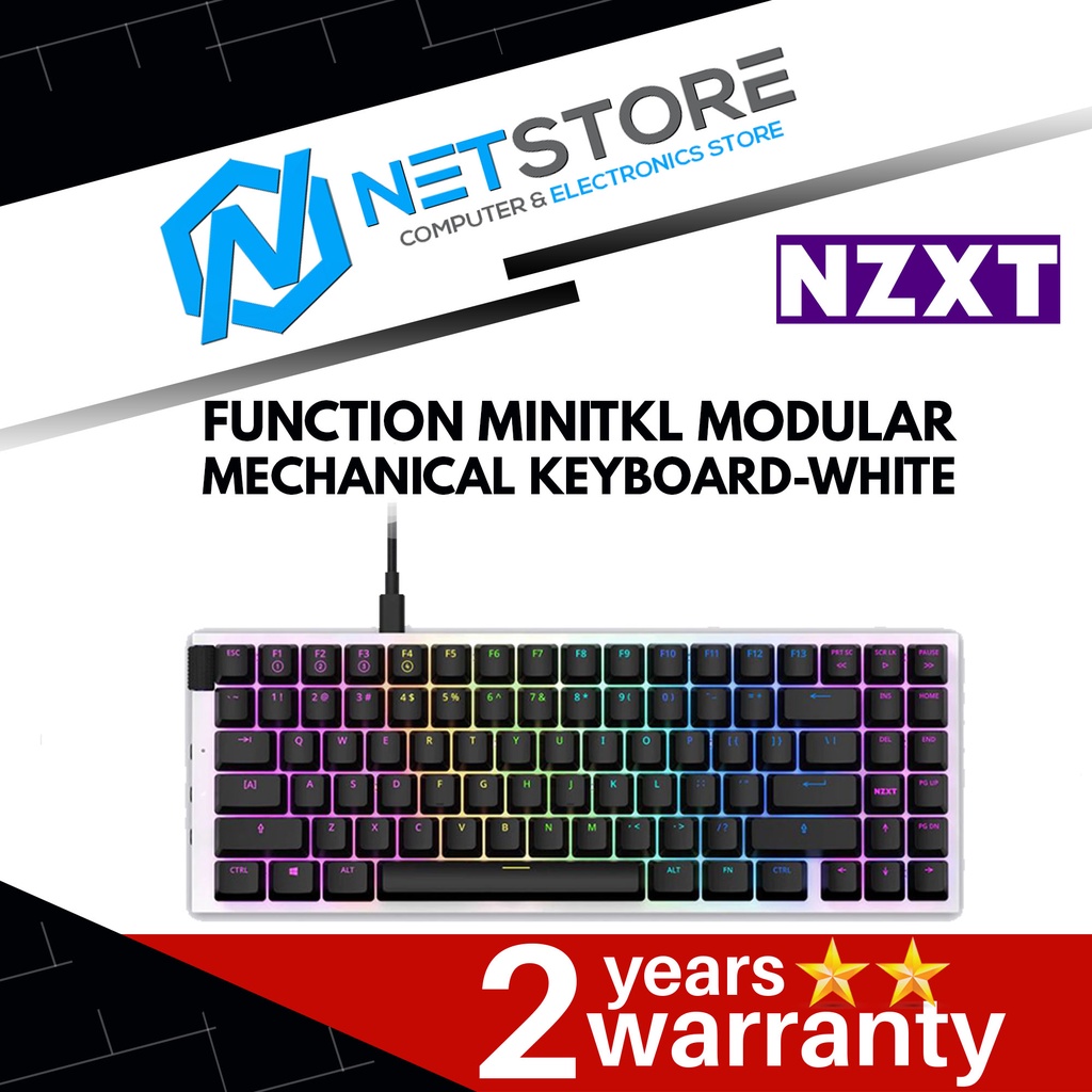 NZXT FUNCTION MINITKL MODULAR MECHANICAL KEYBOARD-WHITE-KB-175US-WR ...