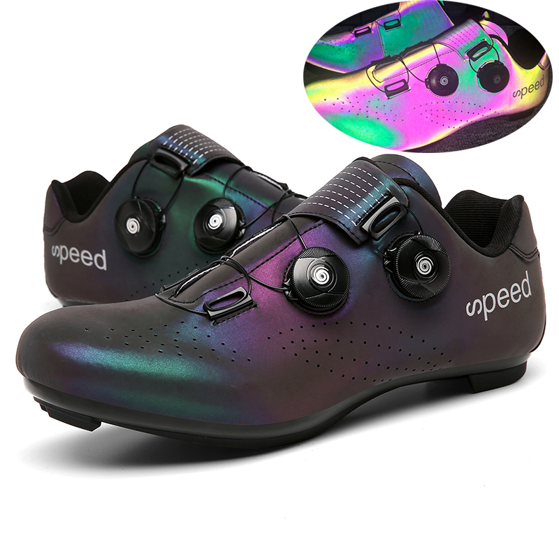 Ultralight Double Buckles Cycling Shoes MTB Luminous Road Bike Shoes ...