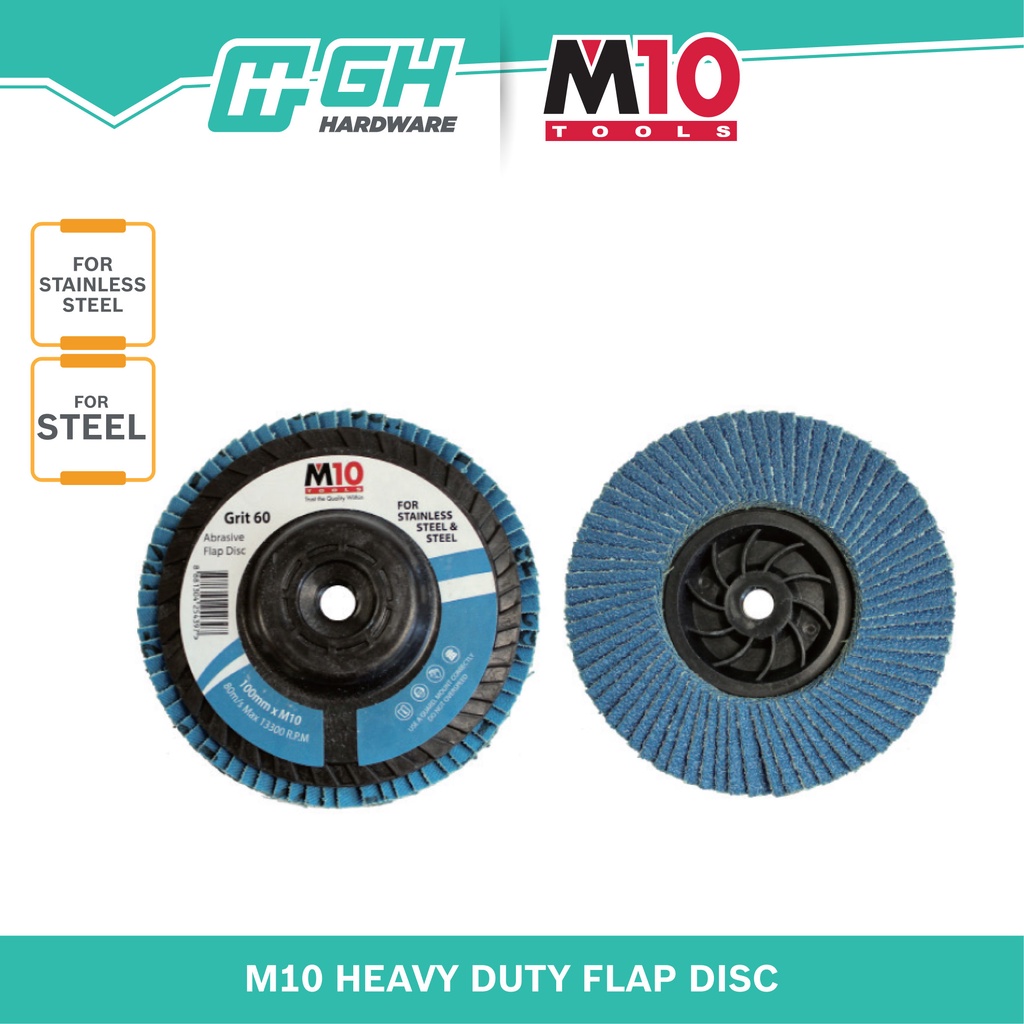 [ GH HARDWARE ] M10 Heavy Duty Flap Disc - Piece (60/80/120 Grit ...