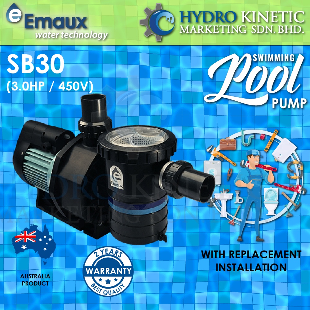 Emaux SB30 (3.0HP) three phase Australia Swimming Pool Water Pump, Pam Kolam Renang with ...